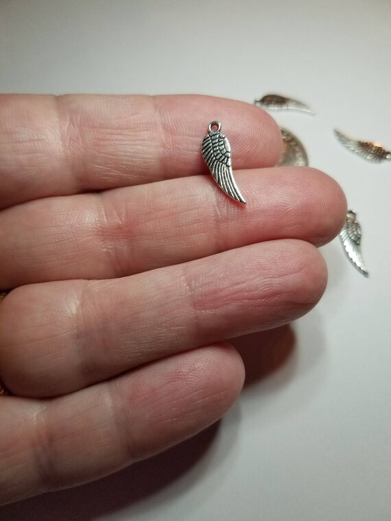Silver Angel Wing Charms 6 Angel Wings Charms Wing Charms | Etsy