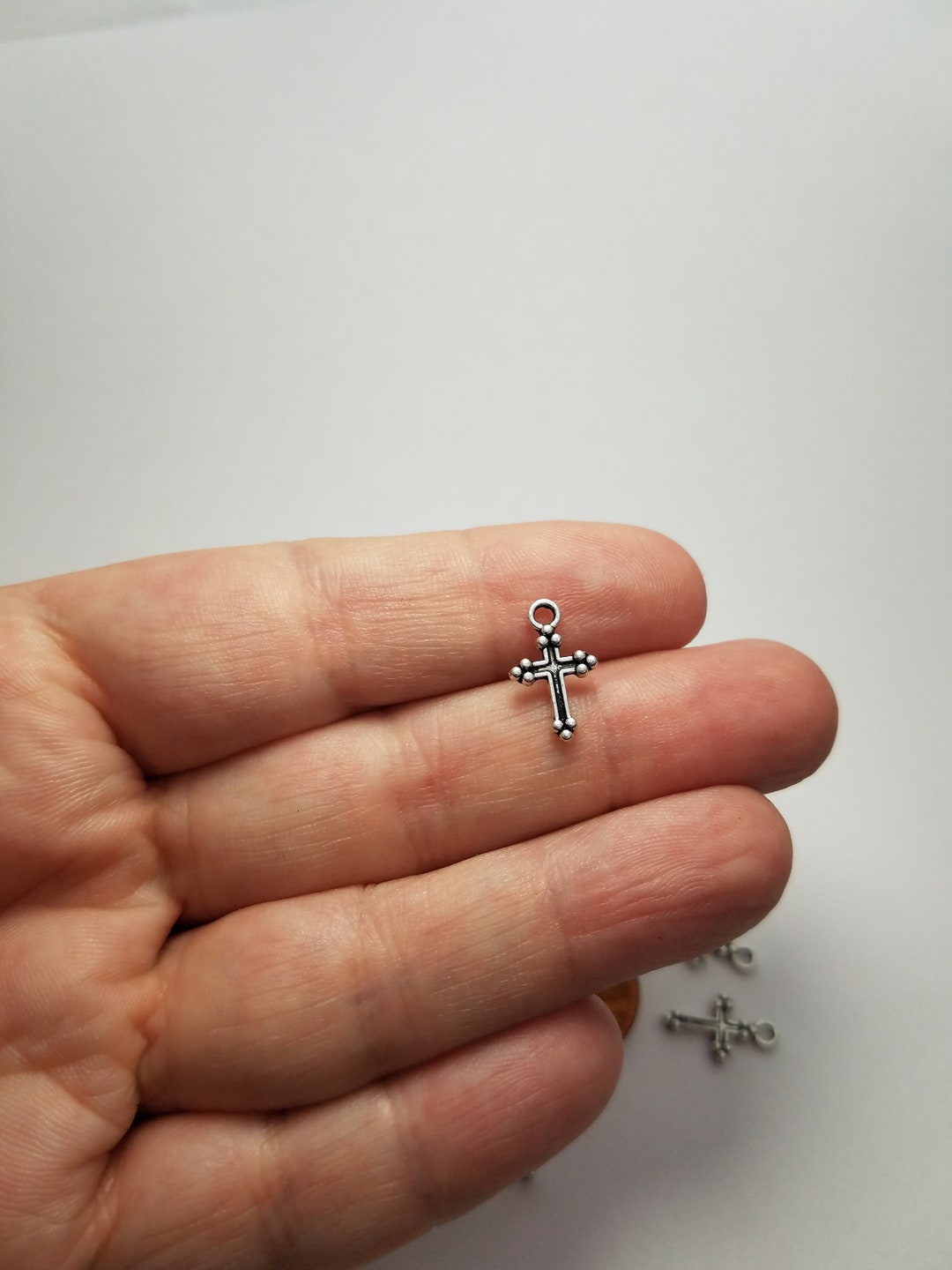 Silver Small Cross Charms, Silver Cross Charms, 8 Cross Charms, Cross ...