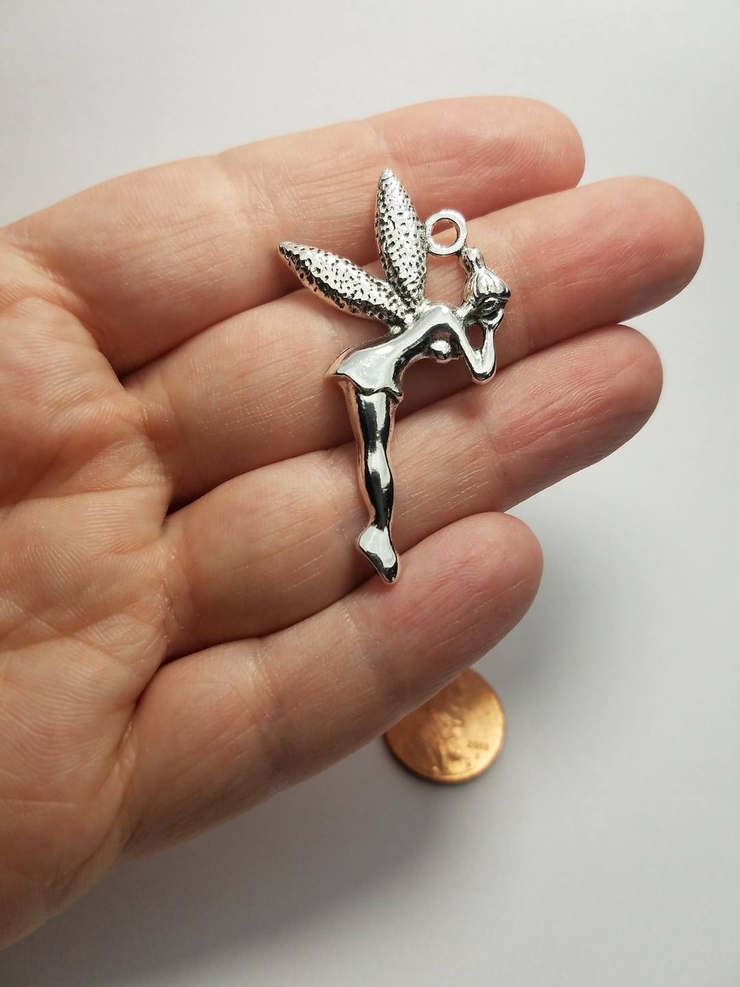 Silver Tinkerbell Pendant, 1 Tinkerbell Fairy Pendant, Angel Fairy ...