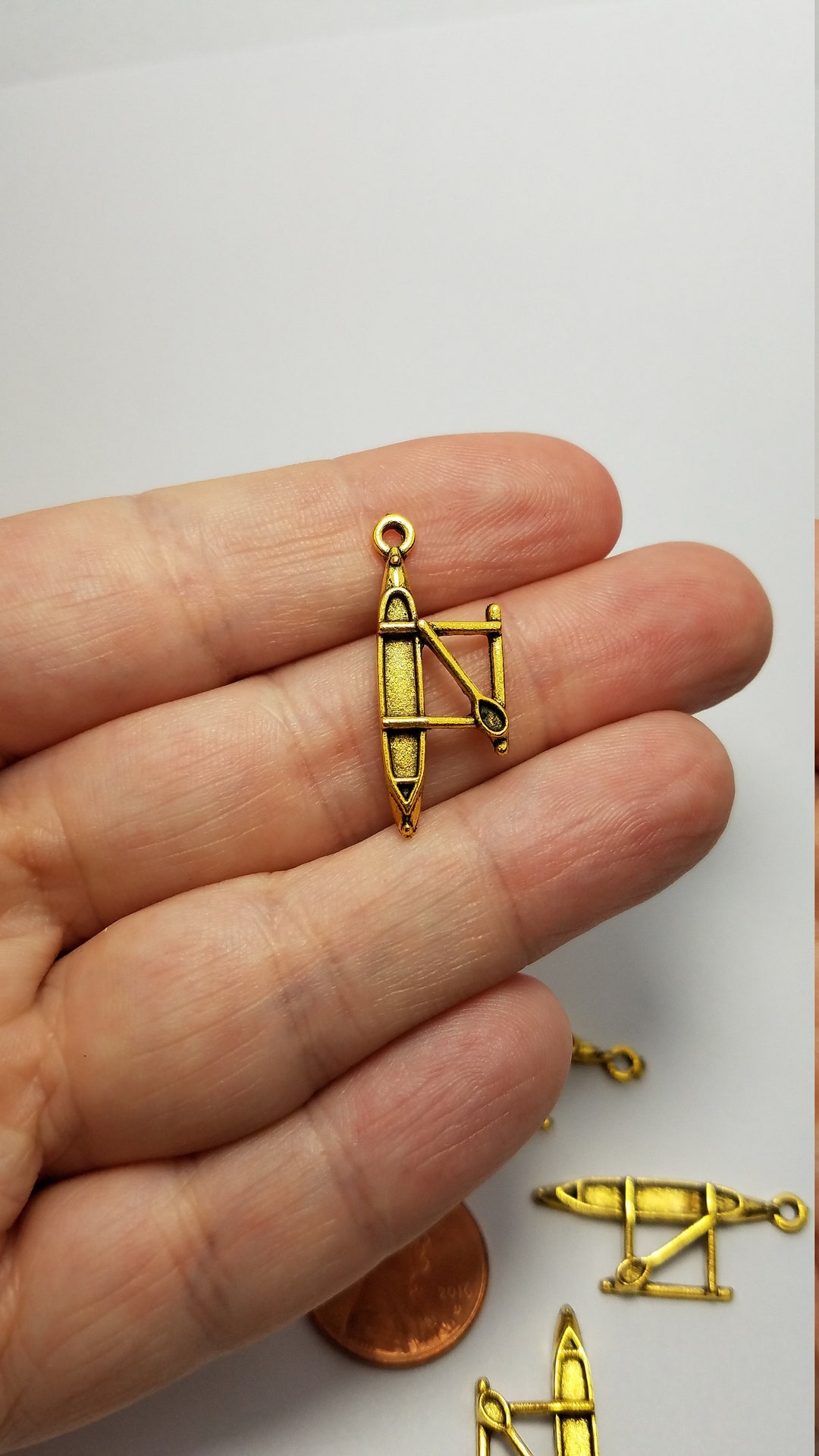 Gold Canoe Charms, 5 Canoe Charms, Canoe Charms or Pendants, Long ...