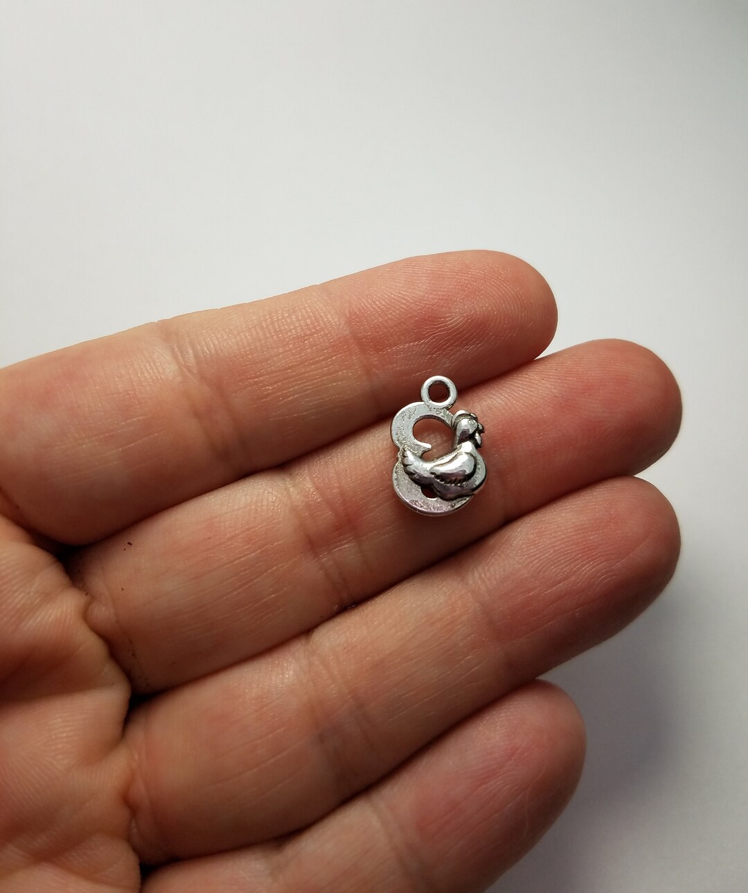 Silver Chicken Charms, 5 Chicken Charms, Chicken Charms, Silver Chicken ...