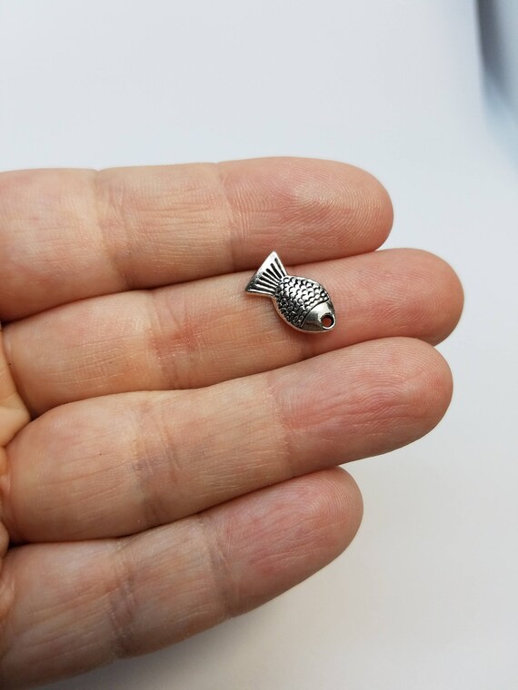 Silver Fish Charms 10 Fish Charms Little Fish Charms Fish | Etsy