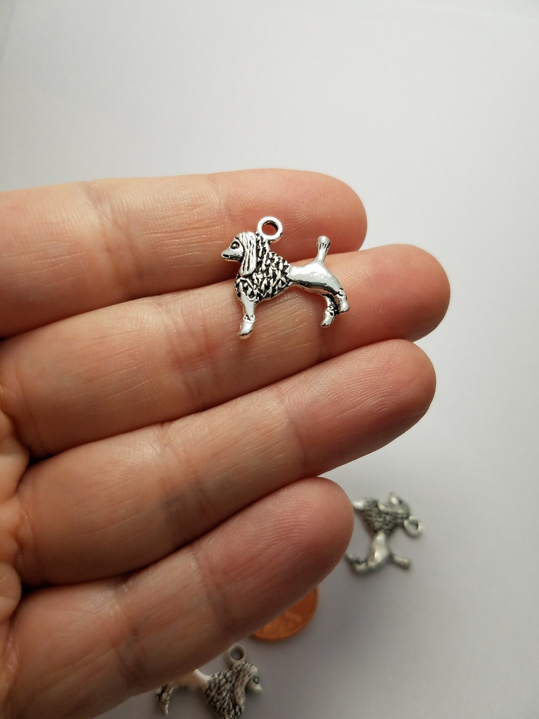 Silver Poodle Dog Charms, 5 Poodle Dog Charms, Dog Charms, Silver Dog ...