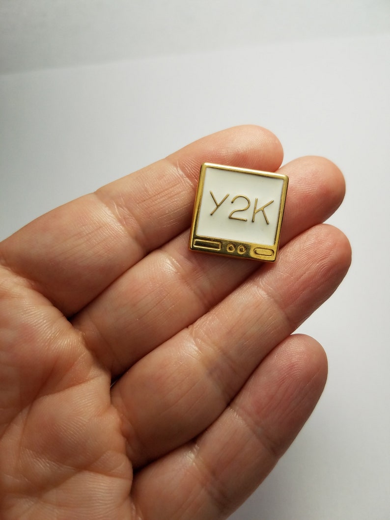 Gold Y2K Pin 1 White and Gold Y2K Computer Pin Gold Plate | Etsy