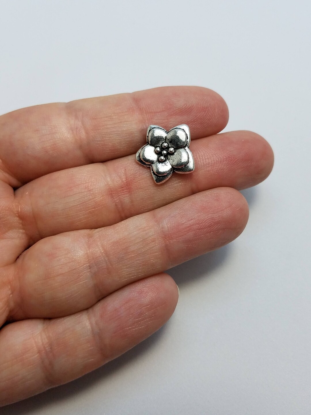 Silver Flower Charms, 7 Big Flower Charms, Flower Charms, Big Flower ...