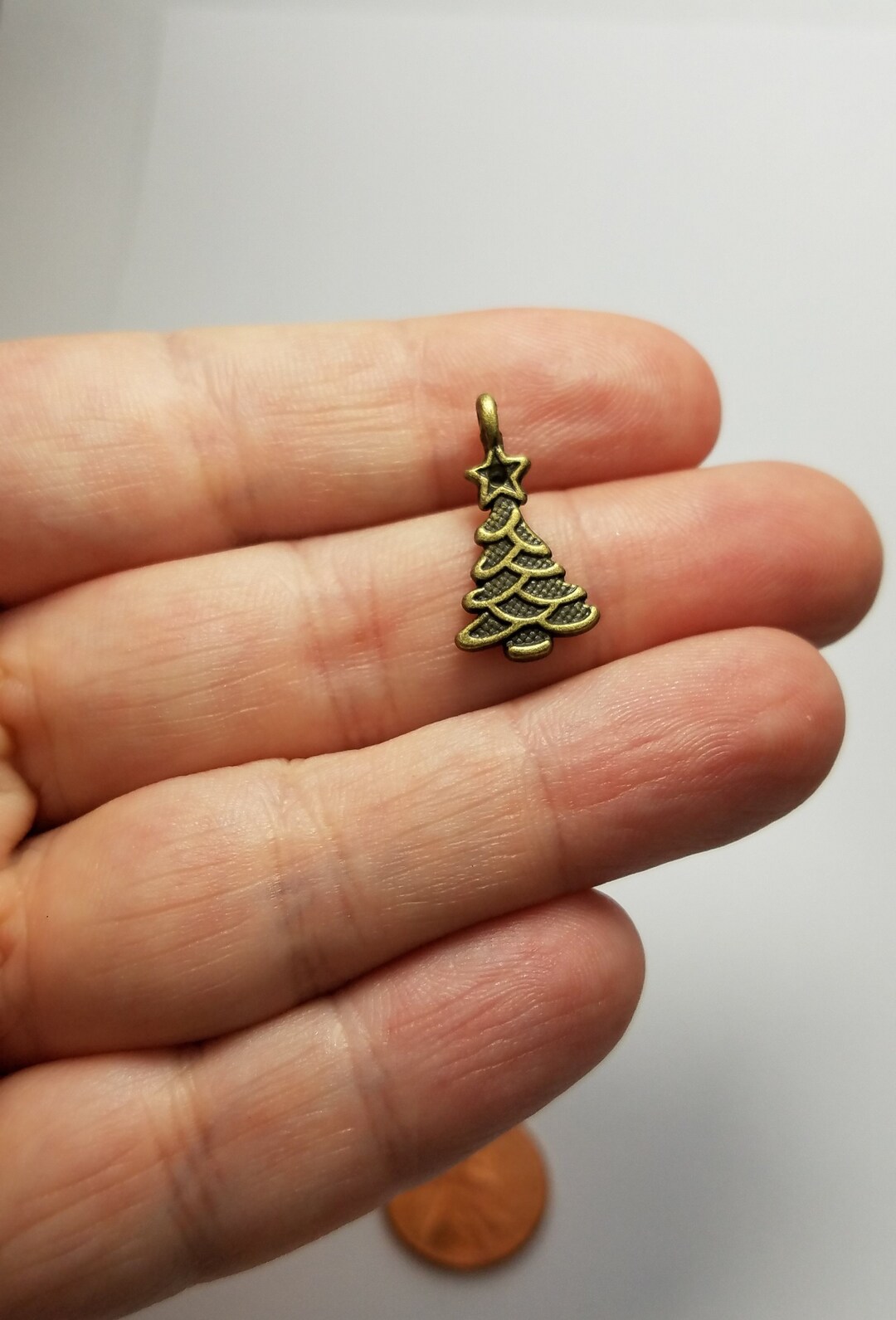 Gold Christmas Tree Charms, 5 Christmas Tree Charms, Christmas Tree ...
