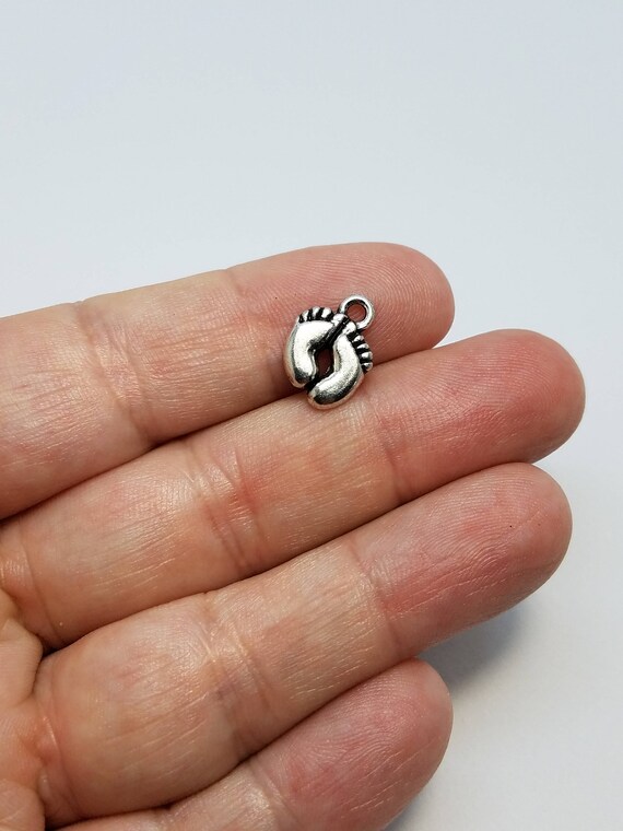 Silver Baby Feet Charms 8 Baby Feet Charms Footprint Charms | Etsy