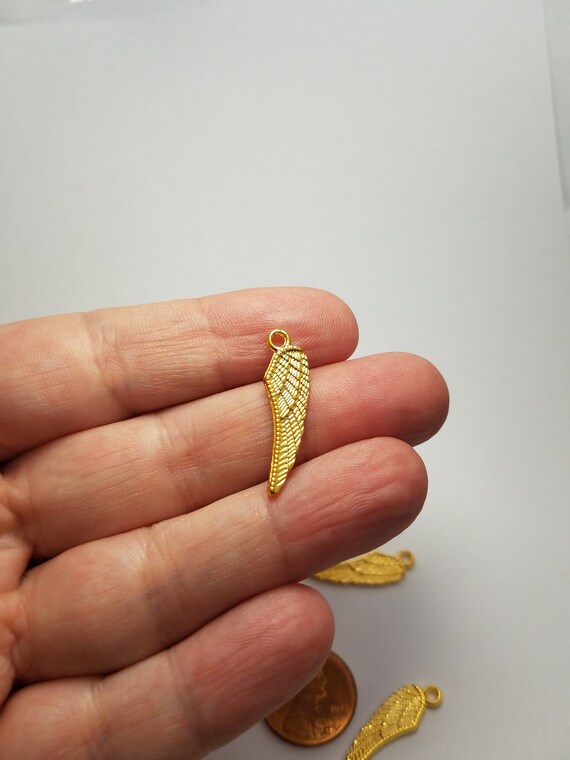 Gold Angel Wing Charms 5 Angel Wings Charms Wing Charms | Etsy