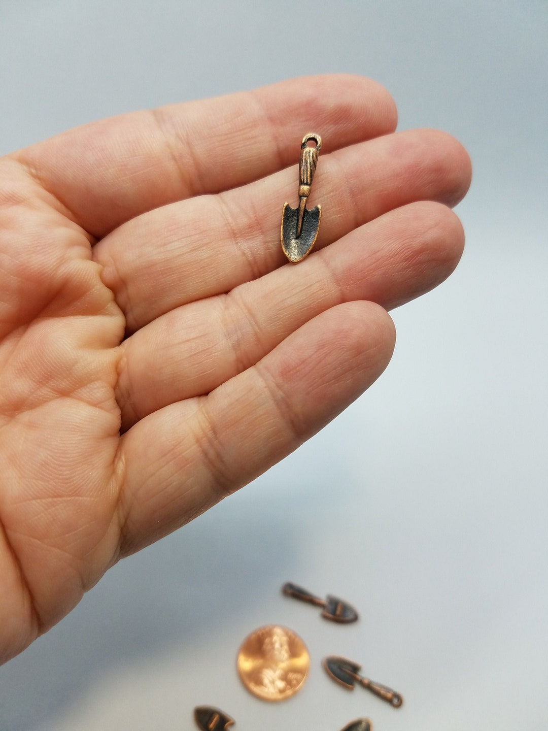 Copper Shovel Charms, 5 Copper Shovel Charms, Garden Charms, Shovel ...
