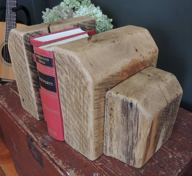 Rustic Bookends Large Oak Bookends Reclaimed Art Blocks - Etsy