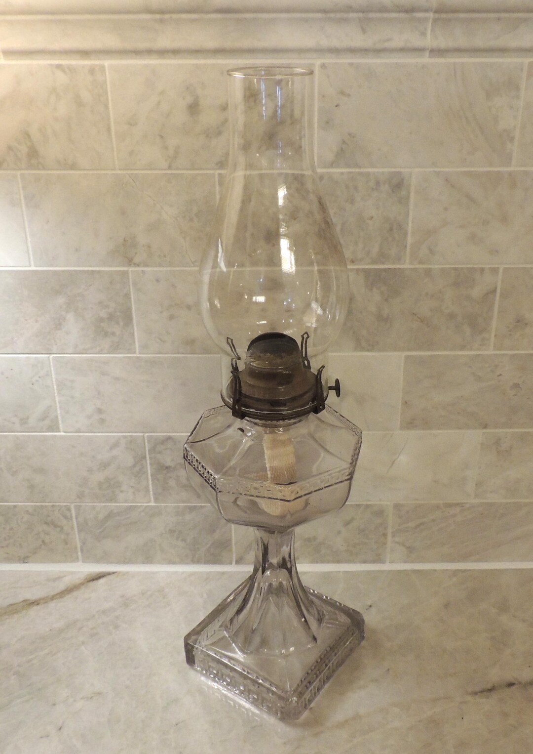 Antique Oil Lamp: Square Base, Hexagon Body, Early 1900s - Etsy
