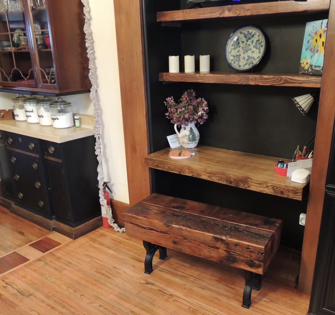 Rustic Barn Beam Bench // Authentic Old Growth Wood // Warming Look and ...