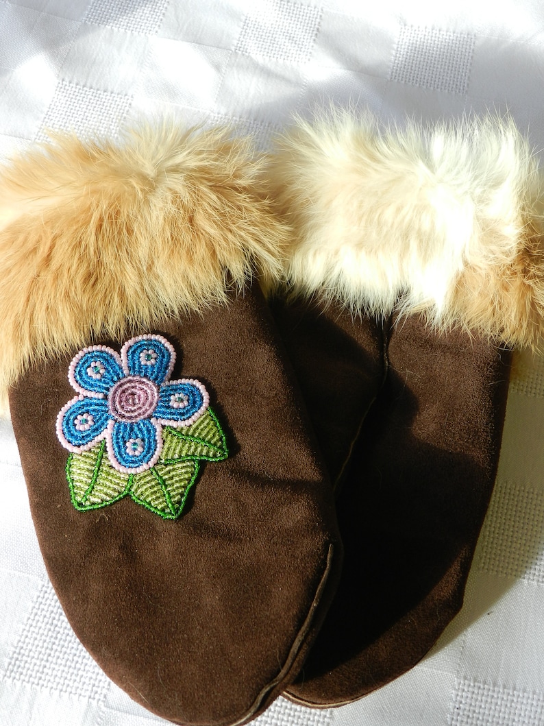 Made to Order Native Indian Mittens Beaded Mittens Leather | Etsy