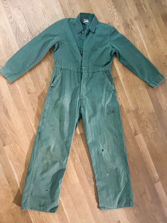 1950s Detroit Overall Mfg Co Vintage Green Coveralls … - Gem