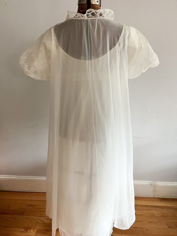 1960s White Peignoir Set by Radcliffe, slip and puff … - Gem