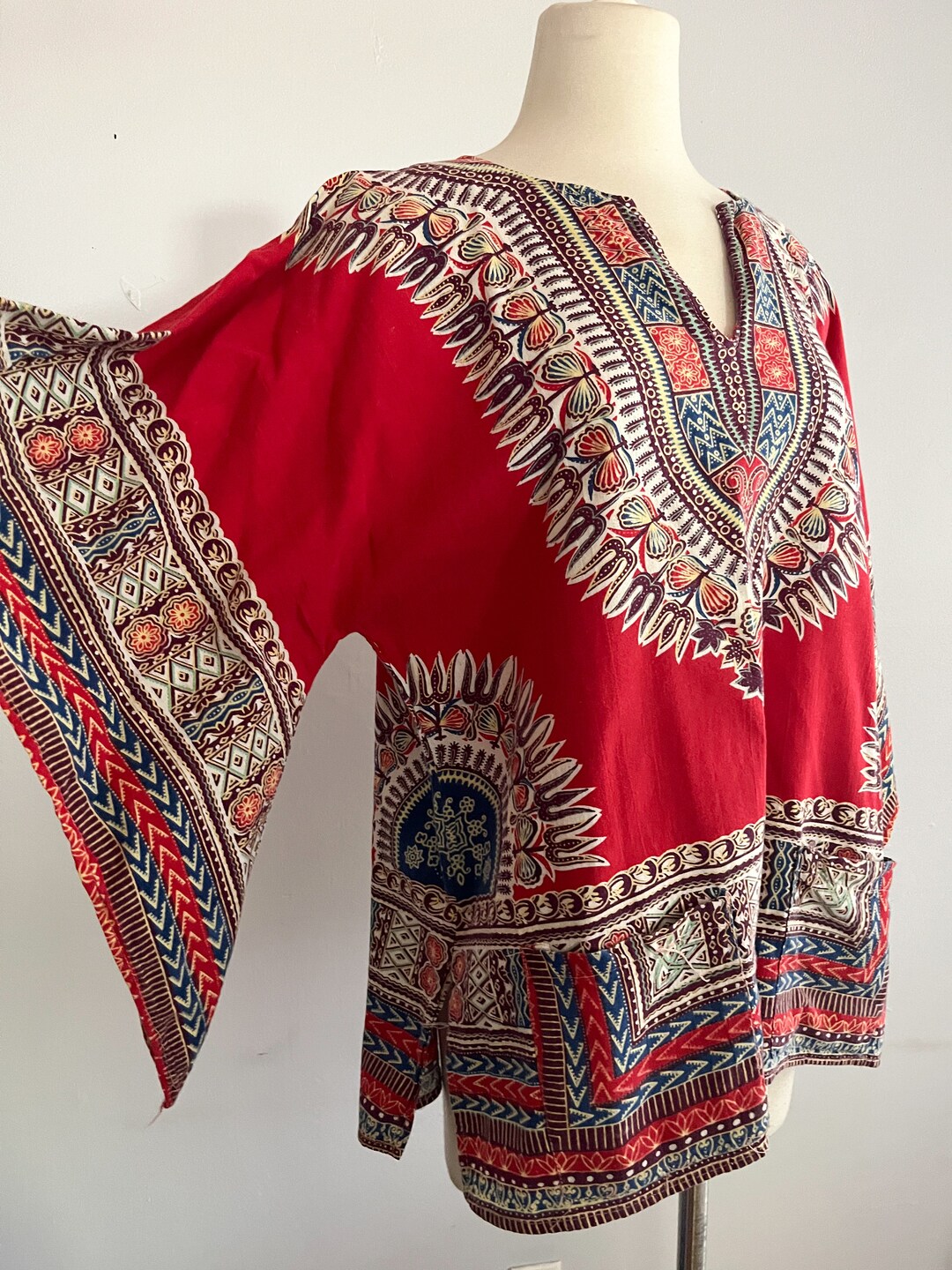 1970s Pakistan Cotton Hippie Vintage Tunic Angel Sleeve - Etsy