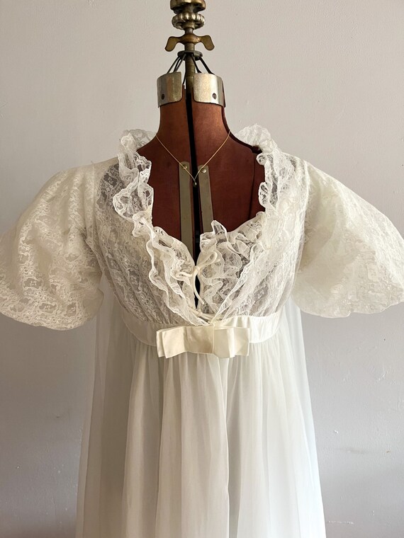1960s White Peignoir Set by Radcliffe, slip and puff … - Gem