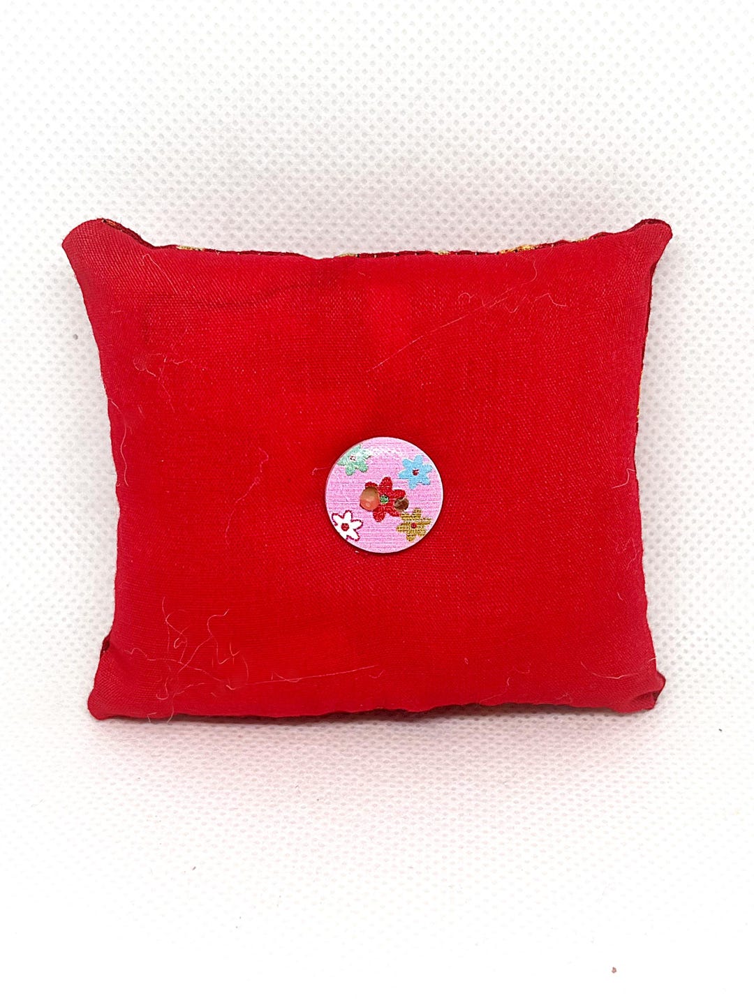 Handmade Red Colour Design Pin Cushion With Elastic Band. Made in U.K ...