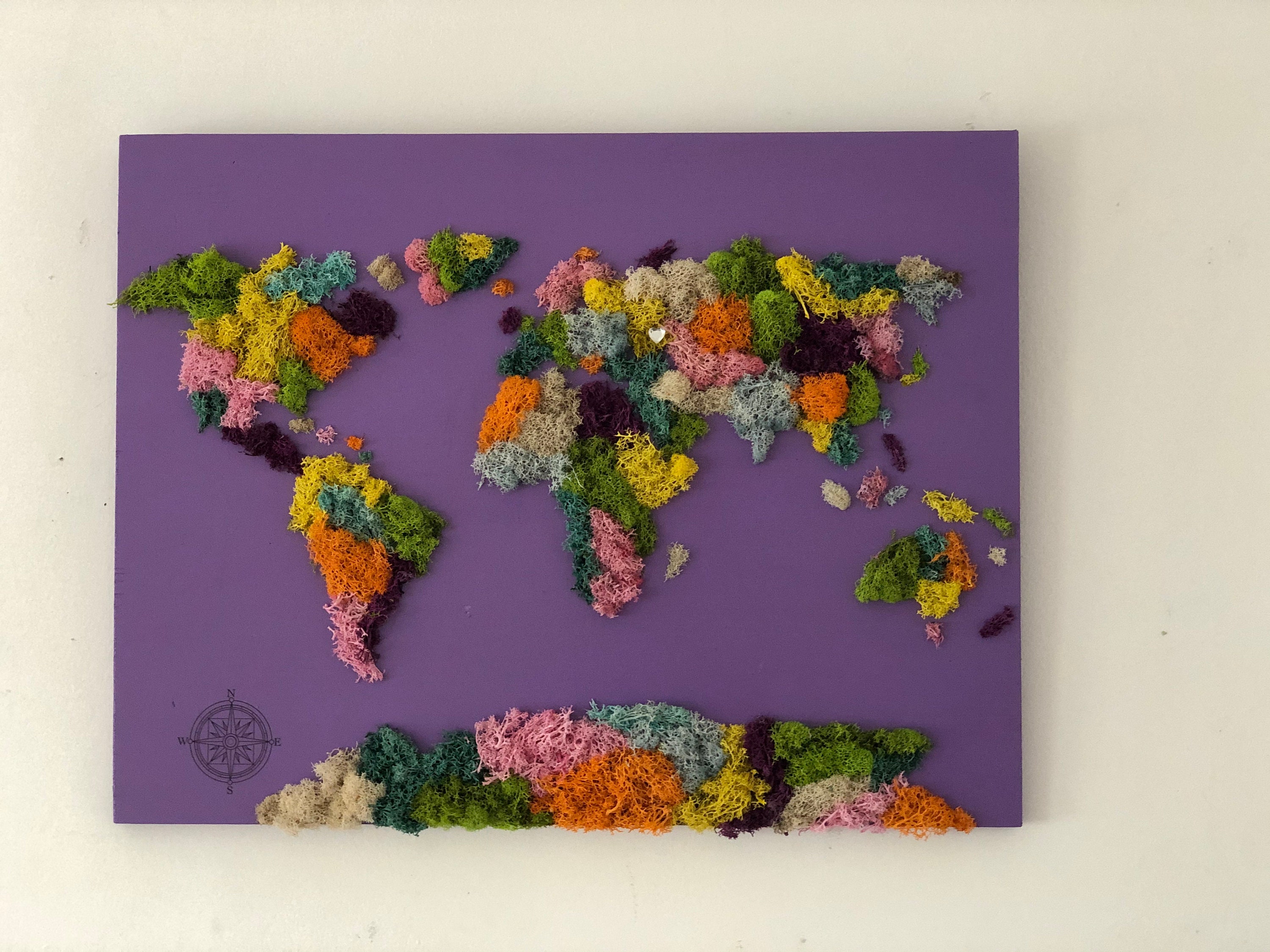 Moss Map, Preserved Moss, World Map, Nature Inside, Reindeer Moss, Cool ...