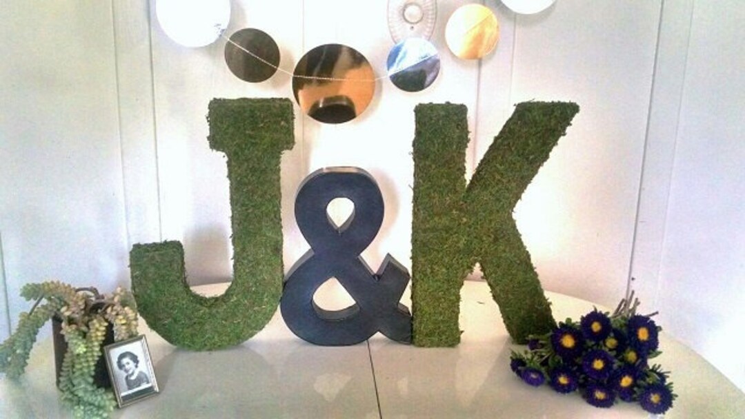 16" Moss Letters, Moss Numbers, Preserved Moss, Unique Signs, Wedding ...