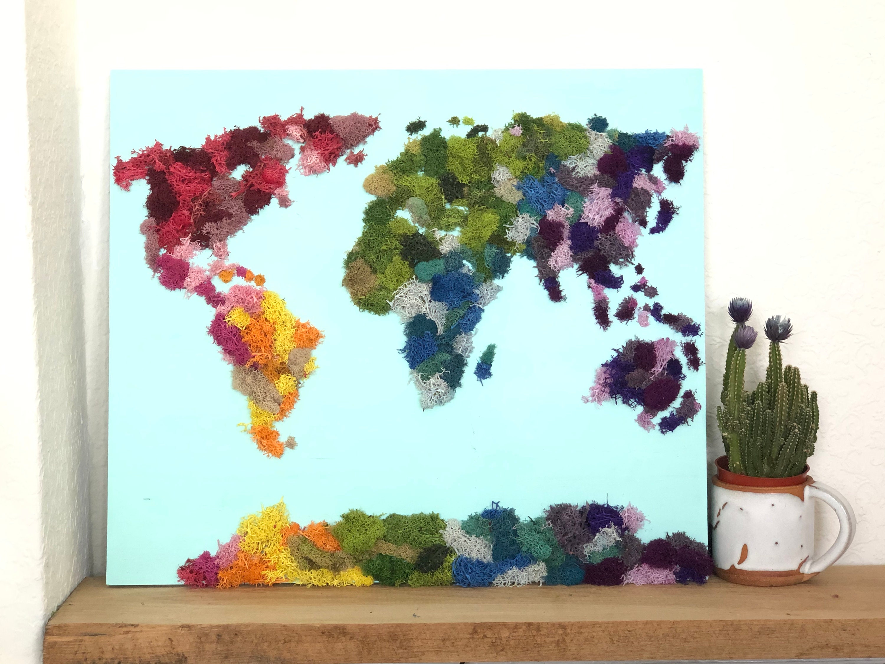 Moss Map Preserved Moss World Map Nature Inside Reindeer - Etsy Ireland