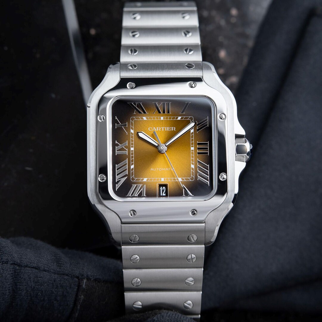 Cartier Santos De Cartier WSSA0064 Brown Face Replica Watch. - Etsy