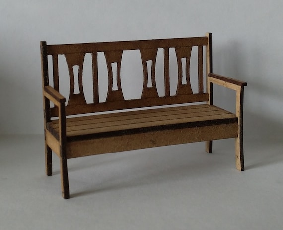 Dollhouse miniature garden bench kit 1/48 quarterscale scale | Etsy