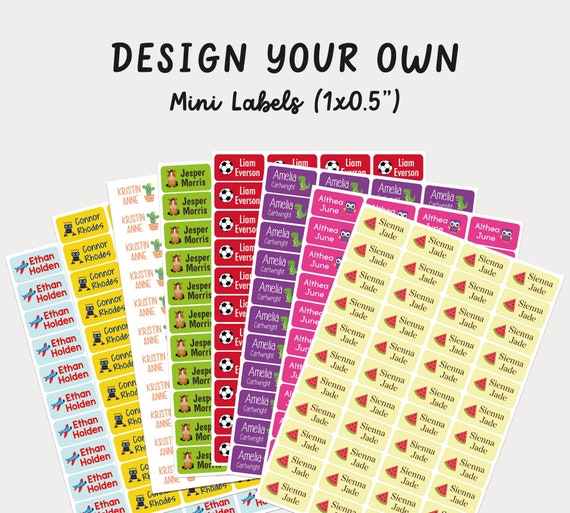 Design your own labels | 88 mini size labels (1x0.5") | Waterproof and ...