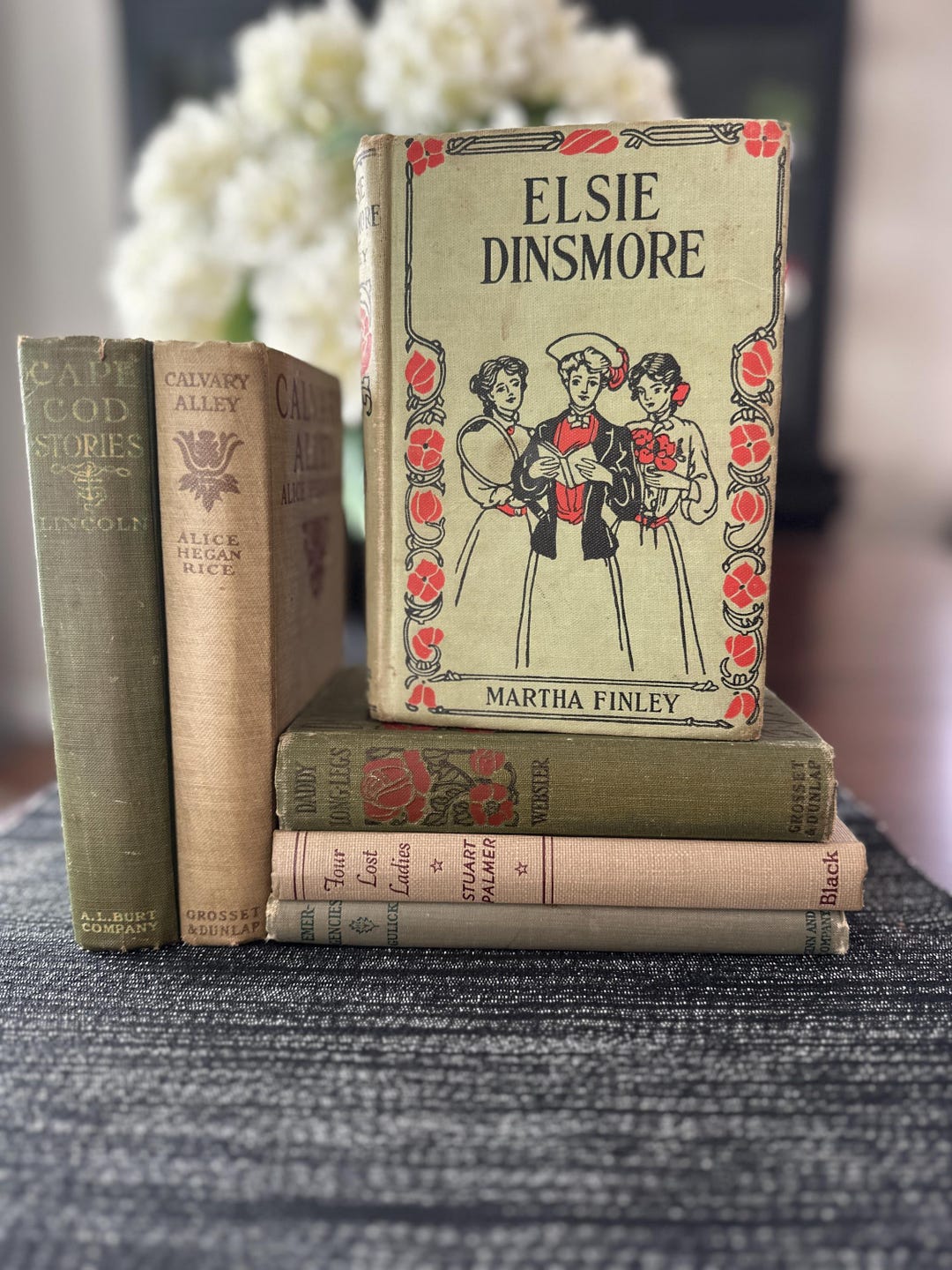 Vintage Green & Tan Book Stack: Farmhouse Decor Books - Etsy