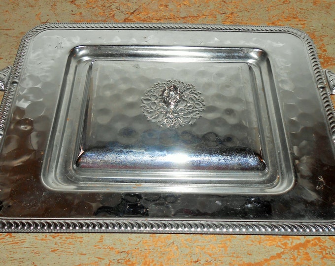 Vintage Tray, Silver Plate, Tray With Lid, Rectangle, Hammered Metal ...