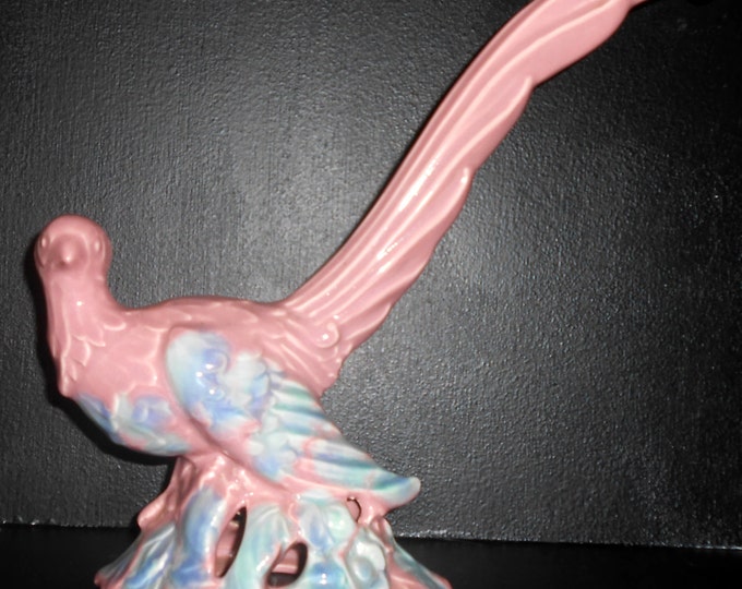 Vintage Figurine, Pheasant, Royal Haeger, Pink, Mauve, Agate, Glazed ...