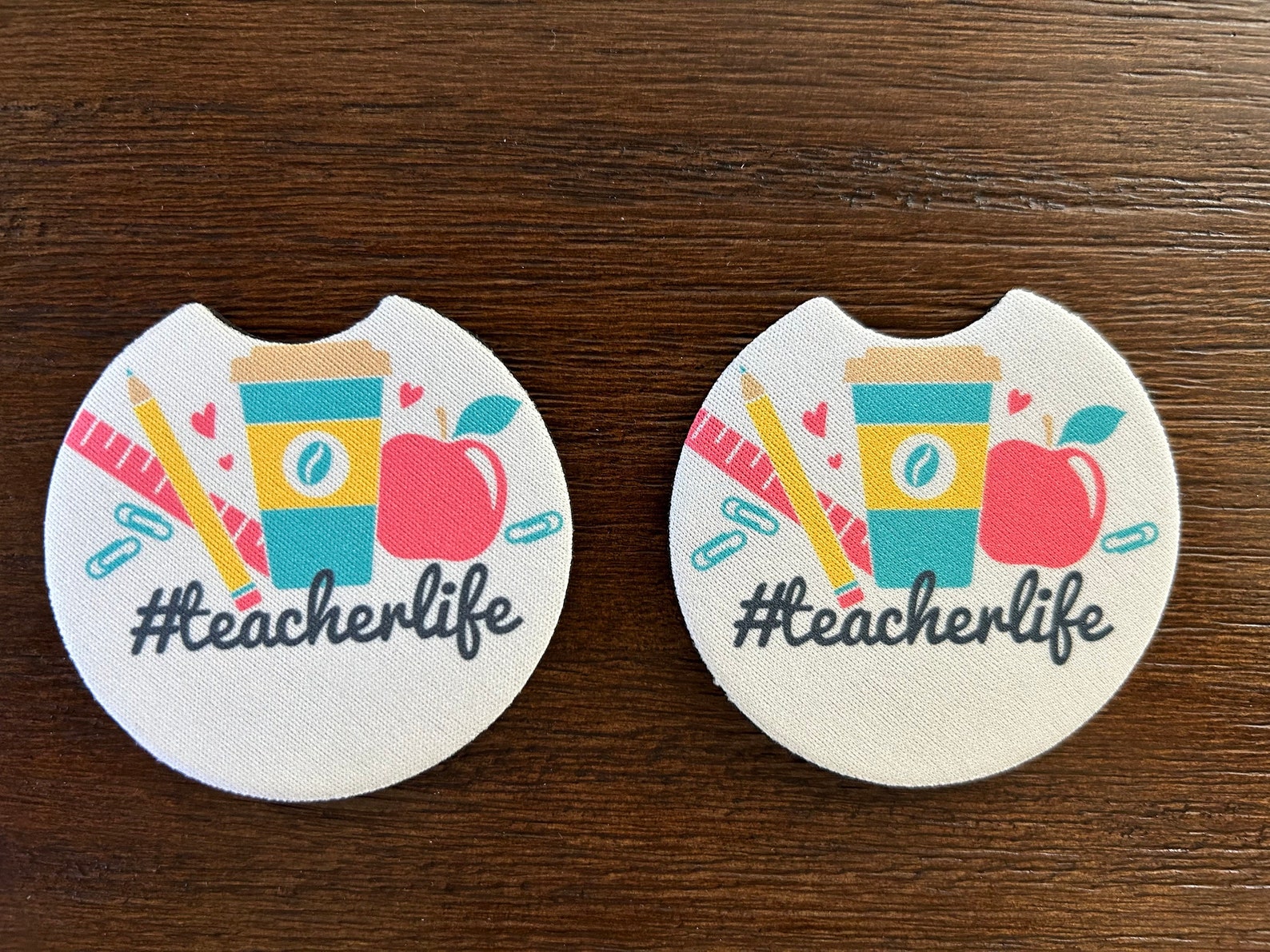 Teacher Life, Education, School Life Car Coaster Set of 2 - Etsy