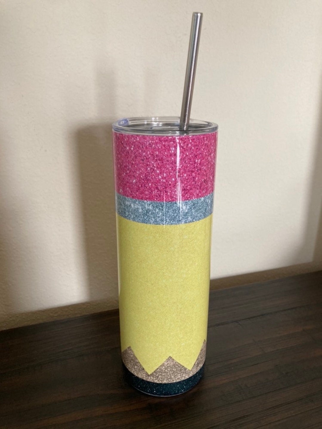 Glitter Pencil 20 Oz Tumbler With Lid and Straw Teacher, Student ...