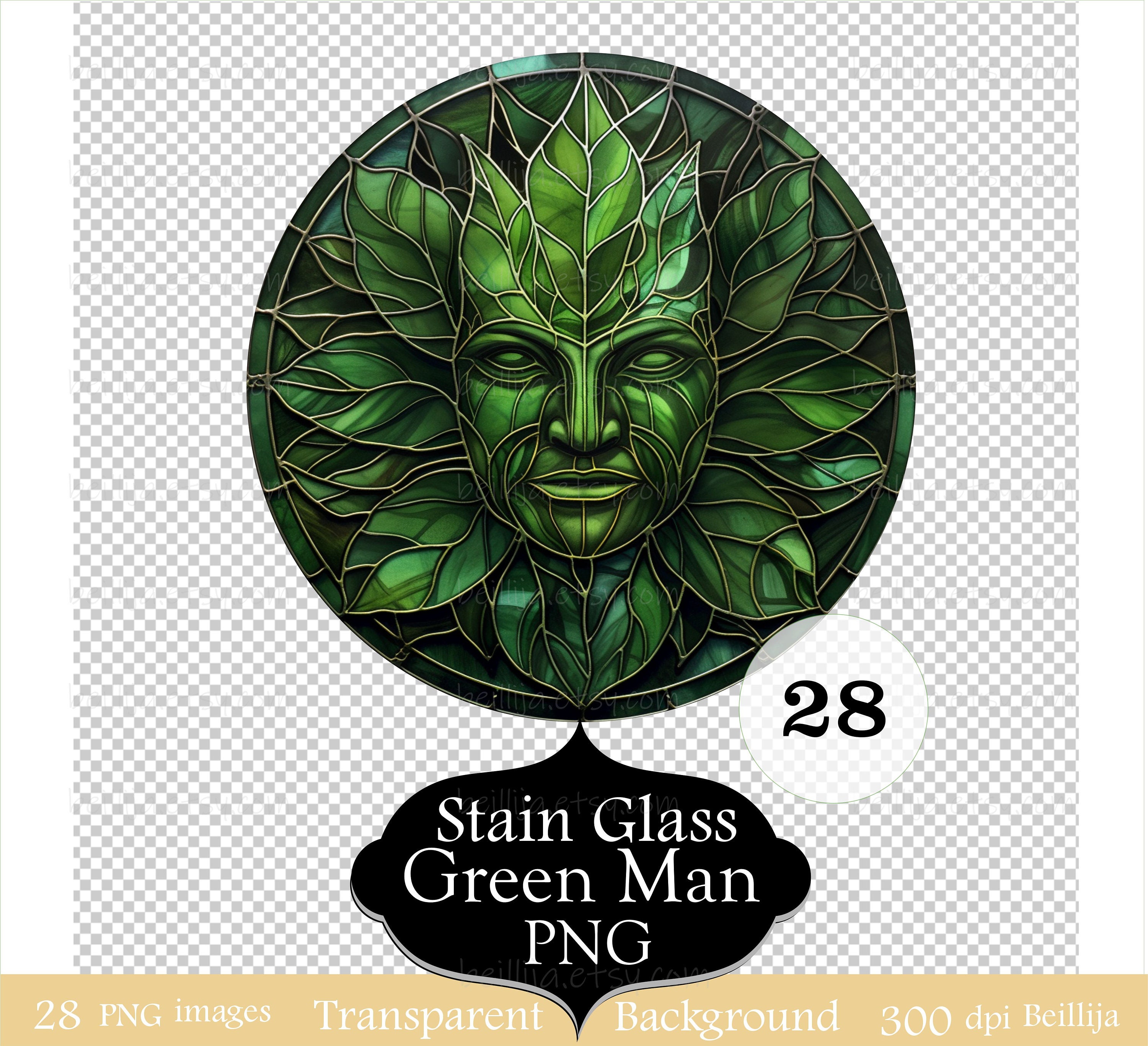 28 Green Man Stained Glass PNG Sublimation Digital Design Download ...