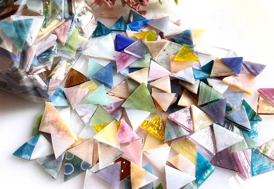 Glass Triangles, 50 Pcs. Mix of Glass Pieces of Different Colors, DIY ...