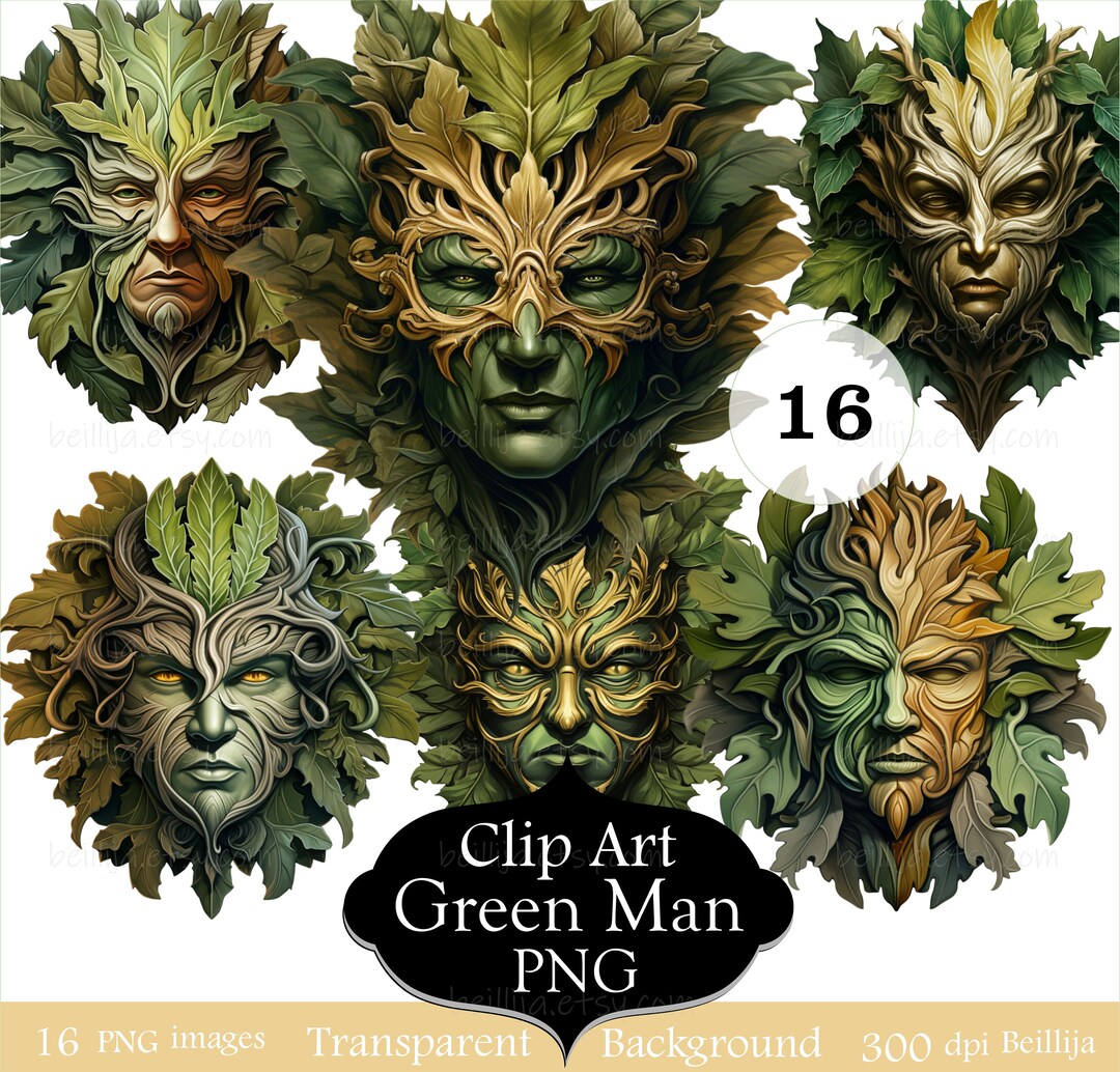 16 Green Man Clipart, Forest Leaves Printable Clipart, High Quality ...