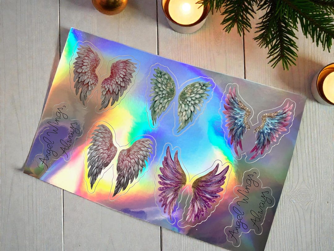 Holographic Angel Wings Die Cut Sticker Sheet: Laptop Decal - Etsy