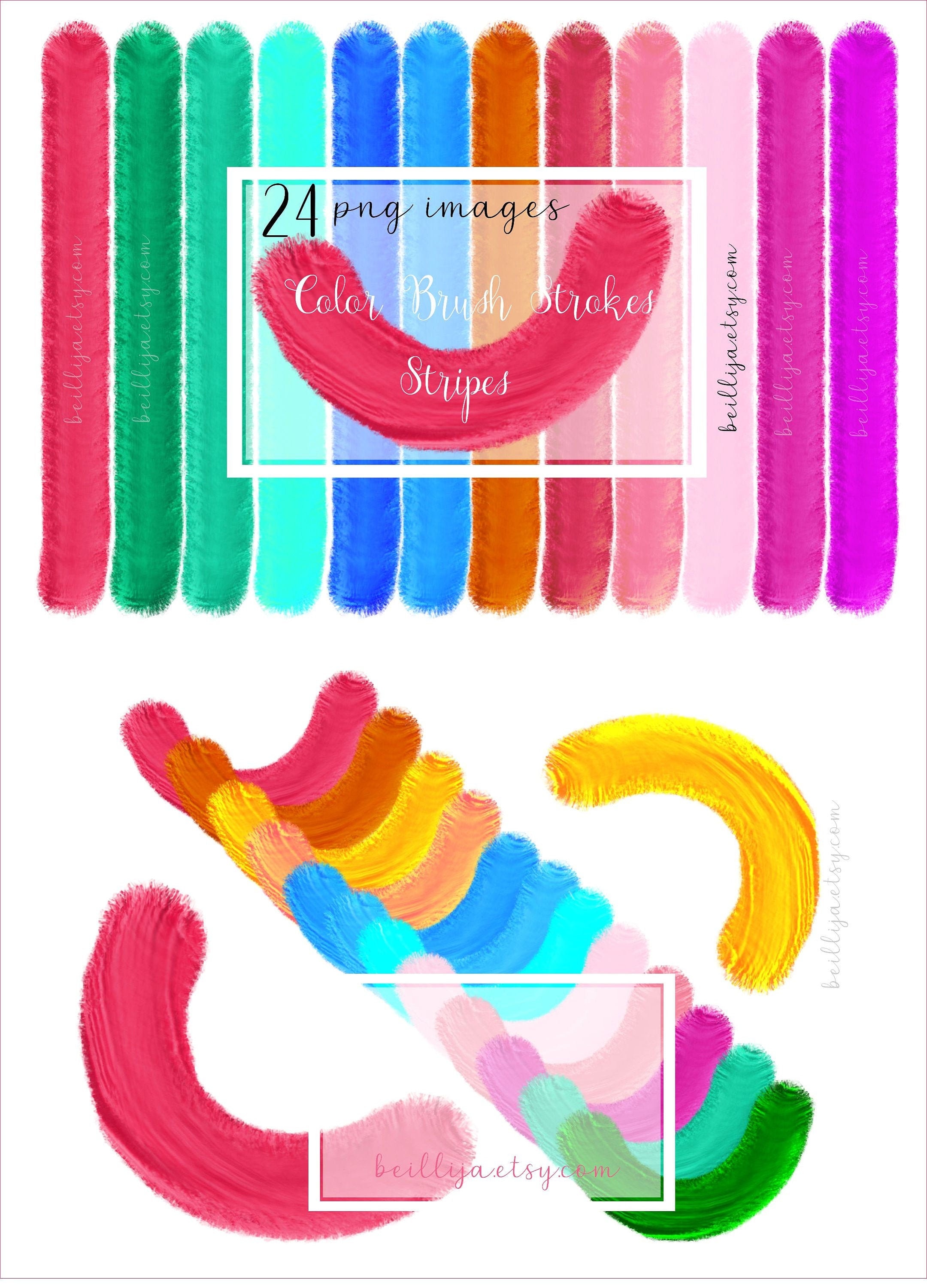 Paint Strokes Clipart Color Watercolor Clipart Paint Brush - Etsy