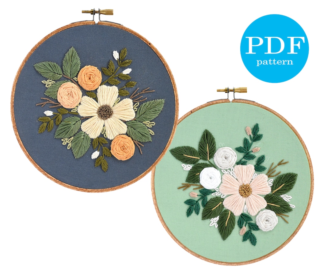 Neutral Floral Embroidery Pattern: Beginner DIY Needlework (PDF Pattern ...
