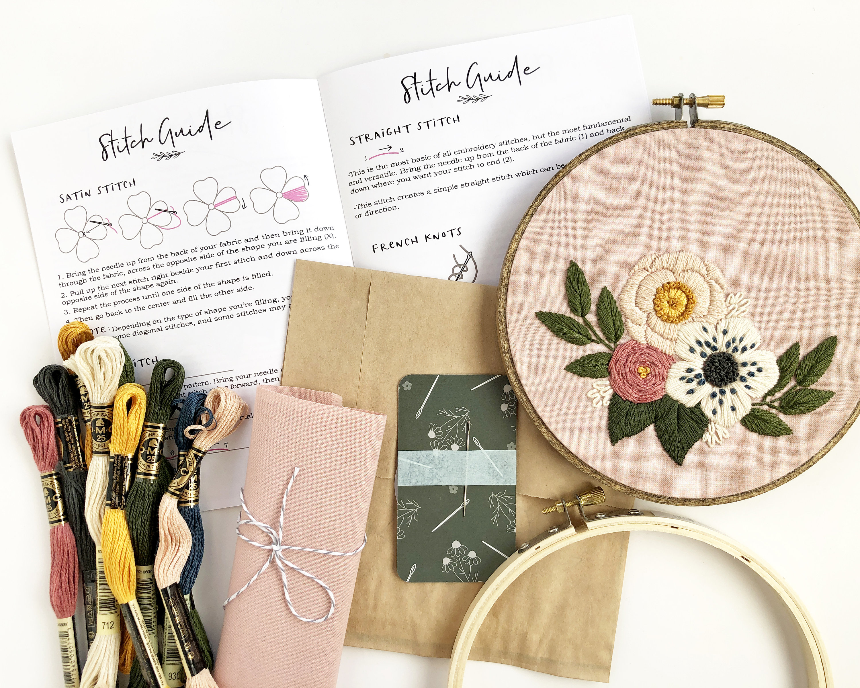 DIY Floral Embroidery Kit Flower Bouquet Sewing Kit Beginner Flower ...