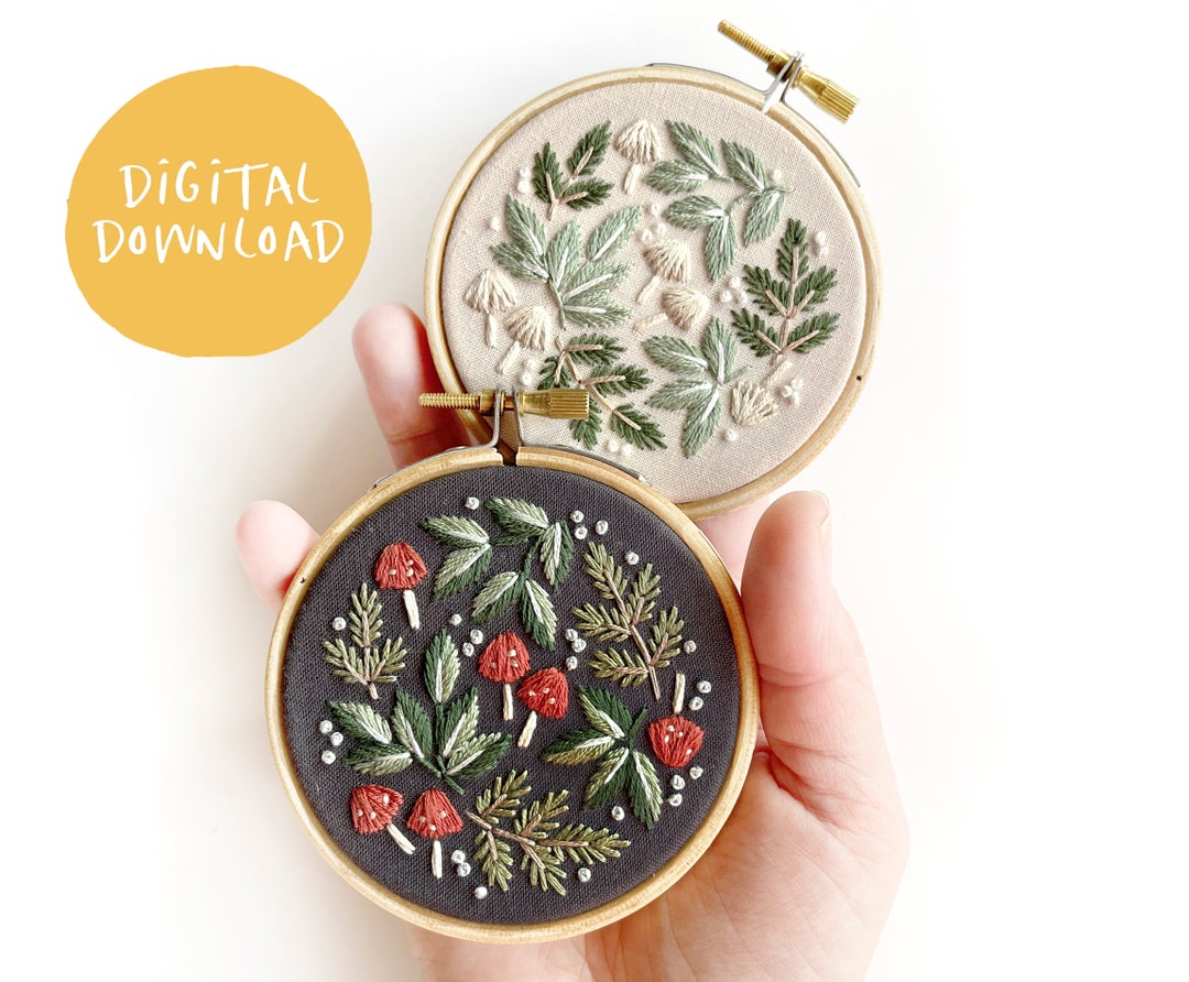 Mushroom Ornament Embroidery Pattern. Beginner Embroidery. PDF ...