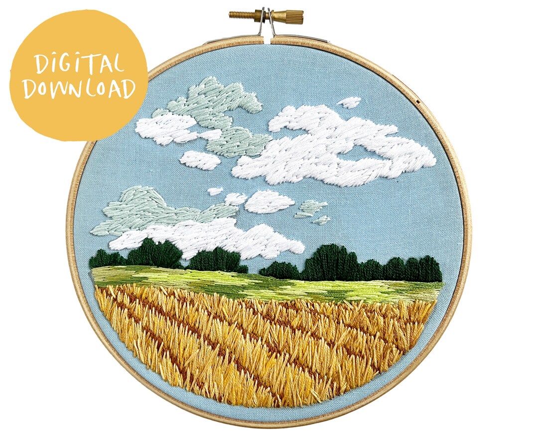 Prairie Wheat Embroidery Pattern. Beginner Thread Painting Embroidery ...