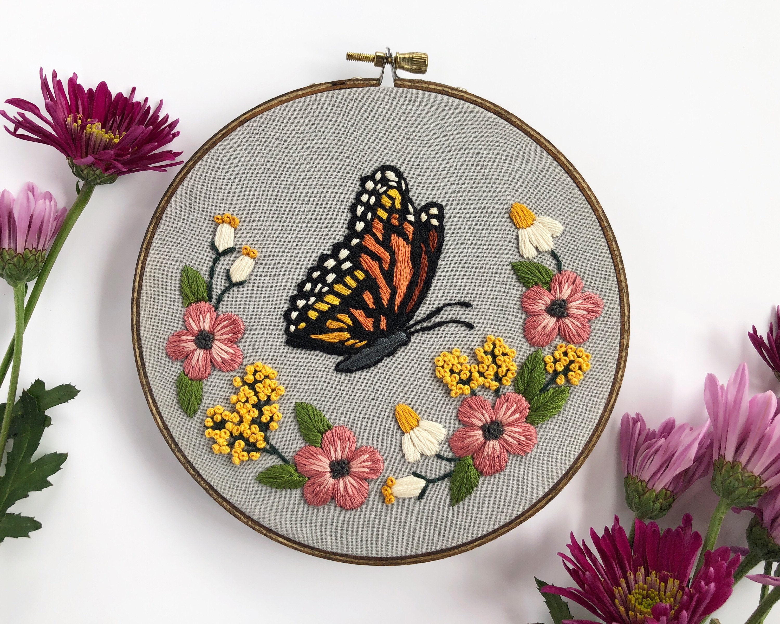 Monarch Butterfly Embroidery Pattern. Beginner Embroidery - Etsy UK