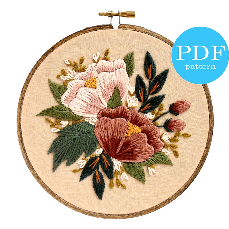 Flower Embroidery Pattern - Etsy