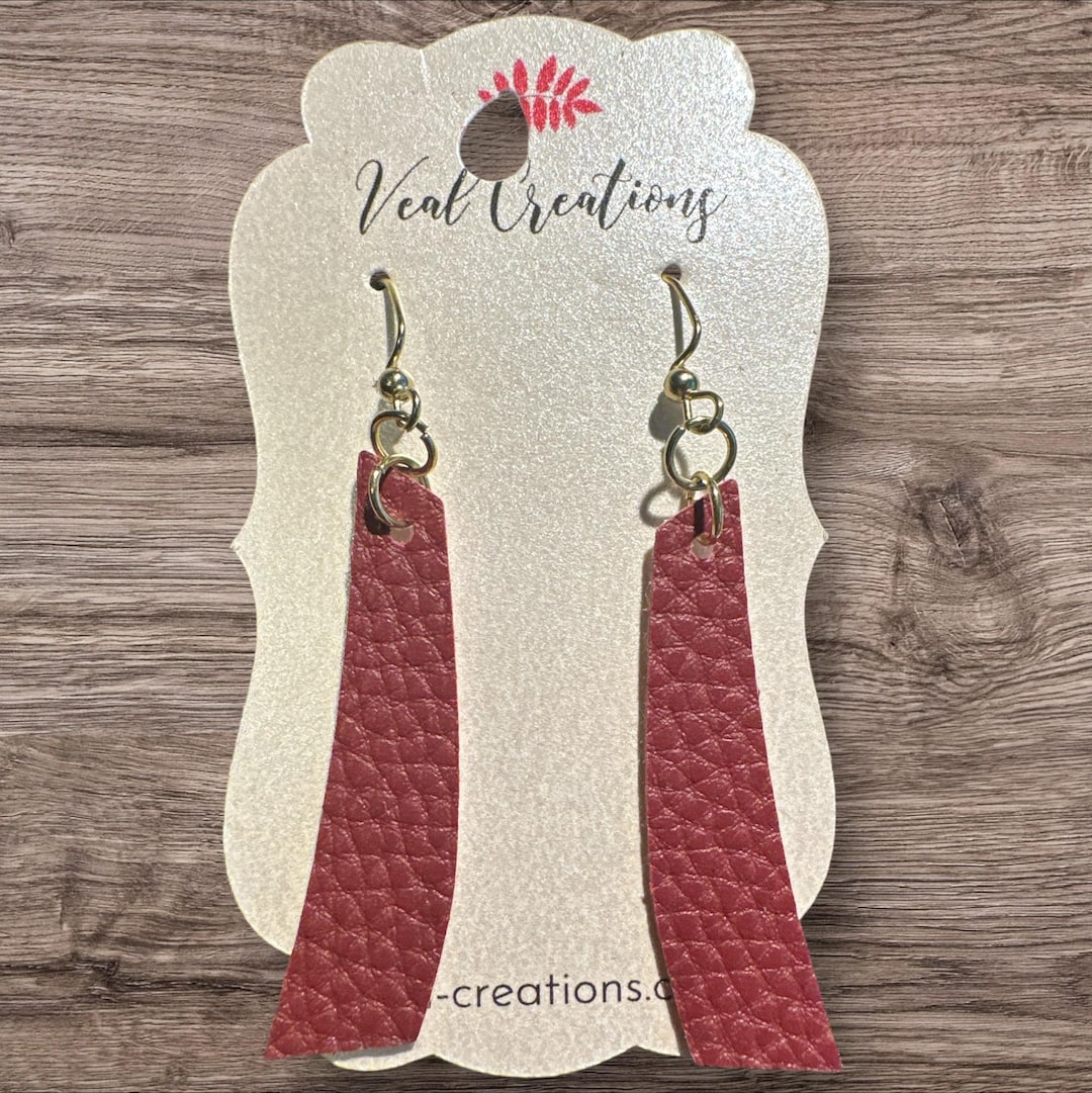Dark Red/maroon Chevron Slanted Bar Leather Earring - Etsy
