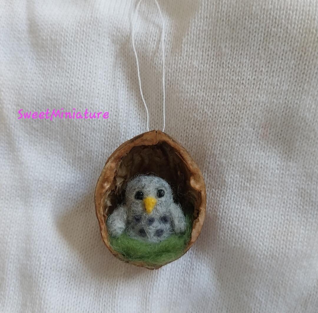 Needlefelt OWL in Walnut Christmas Hanging Decoration Ornament Fibre ...