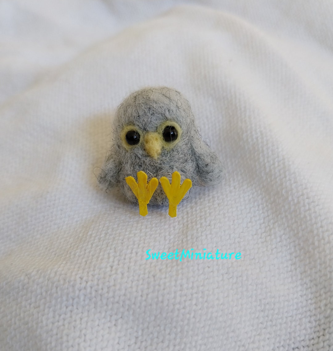 Needle Felted Owl Miniature Fibre Art Bird OOAK Mini Wool Felt Display ...