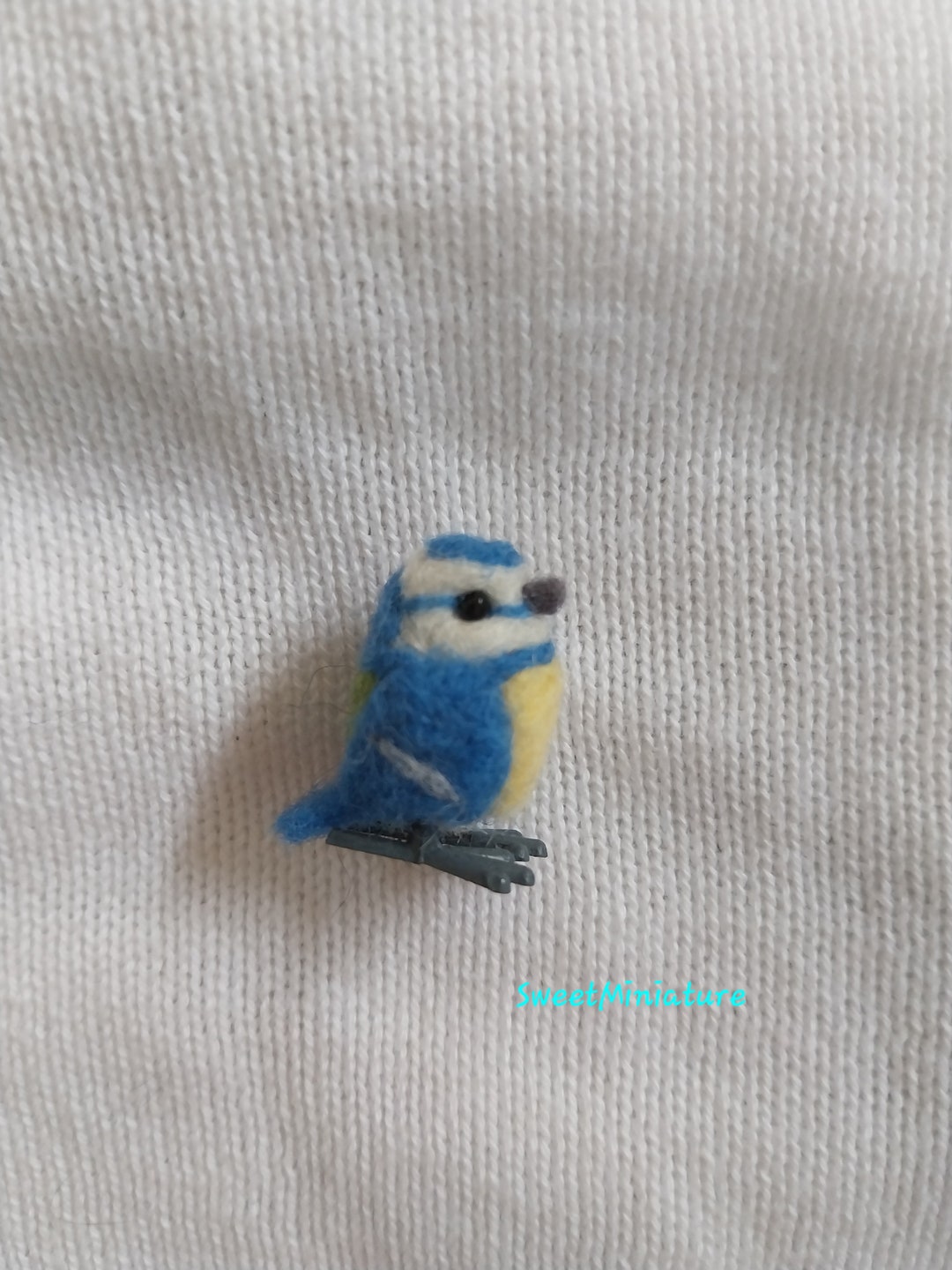 Needle Felted Eurasian BLUETIT Bird Miniature Fibre Art Bird OOAK Mini ...