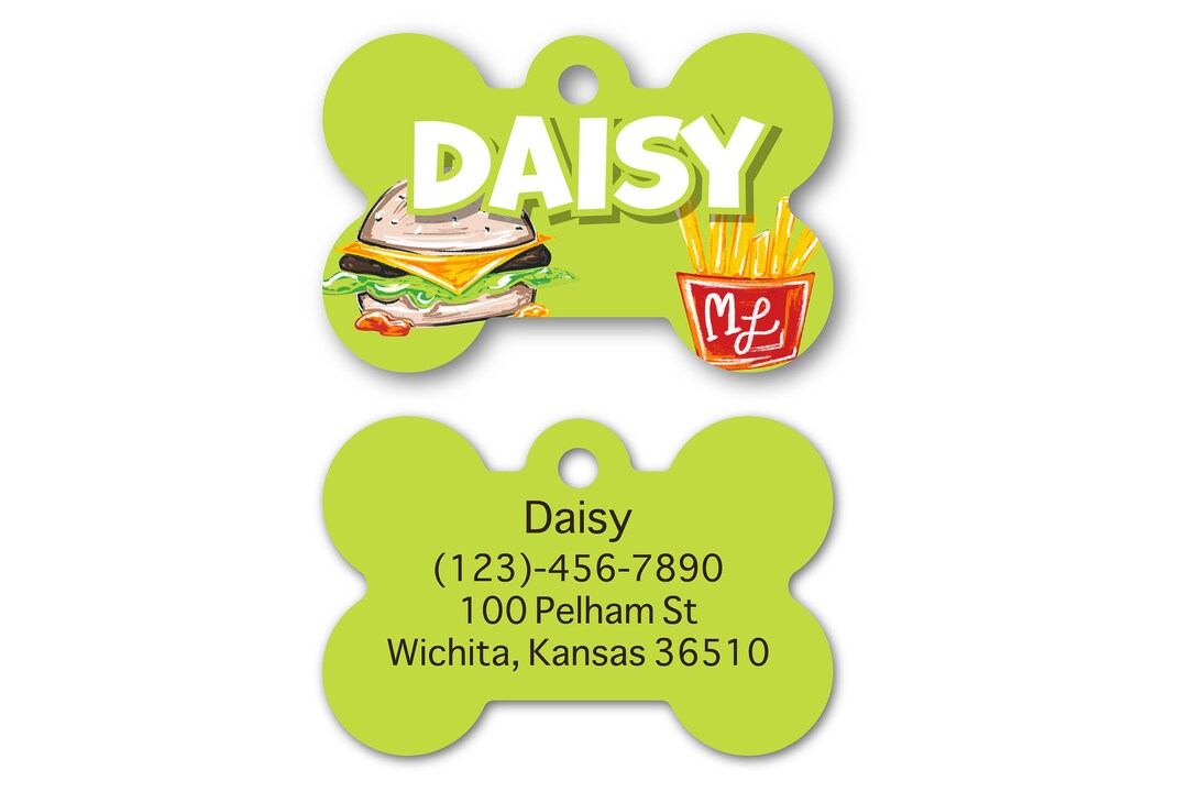 Burger Pet I.D. Tag Mcdonalds Inspired Big Mac Tag Fast Food Tag Boy ...