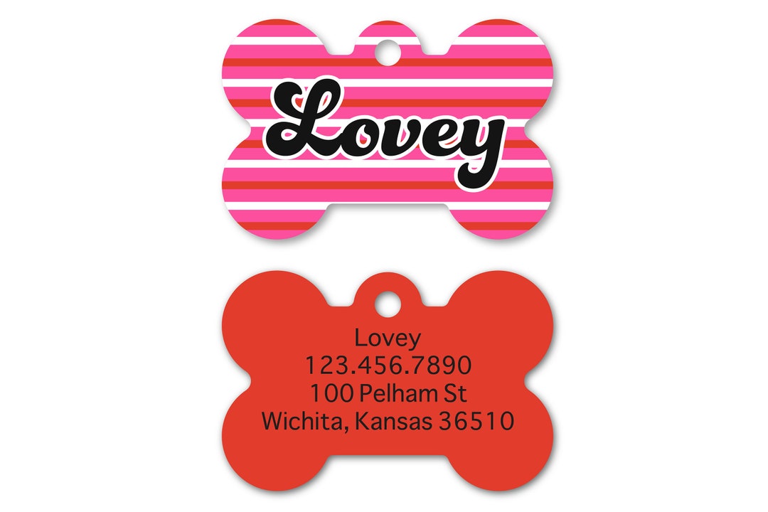Pink Pinstripe Pet I.D. Tag Valentine's Day 2024 Collection Hot Pink ...